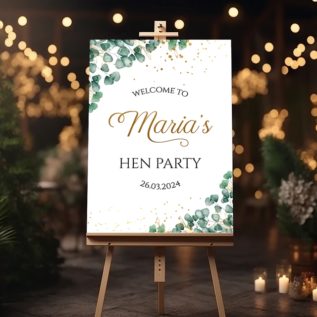 HEN PARTY SIGN Board, Welcome Sign Board, Hen Party Eucalyptus A1 A2 A3 ...