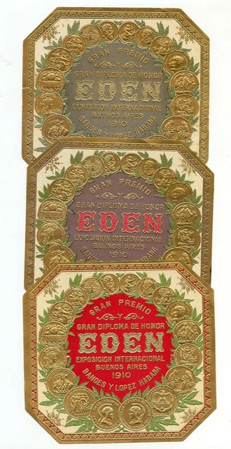 3 DIFFERENT OLD Cigar Label Papeletas "Eden" EUR 32,00 - PicClick FR