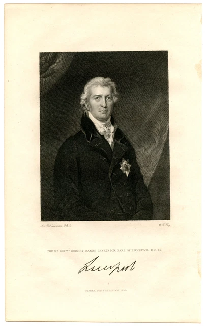 ROBERT BANKS JENKINSON/EARL OF LIVERPOOL, Prime Minister, 1830 ...