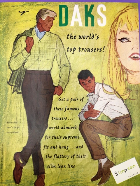 DAKS SIMPSON TAILORS 1962 Press Advert Simpson’s Piccadilly £2.05 ...