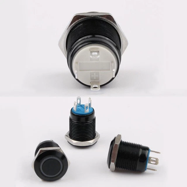 EASY TO USE LED Metal Button Switch Black Momentary 220V Waterproof ...