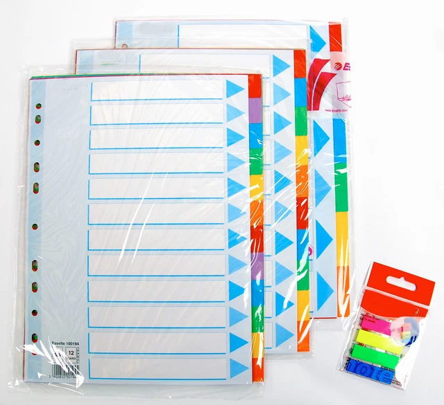 ORDNER REGISTER A4 blanko farbig Karton 5 ,6,10,12 teilig, A-Z ...