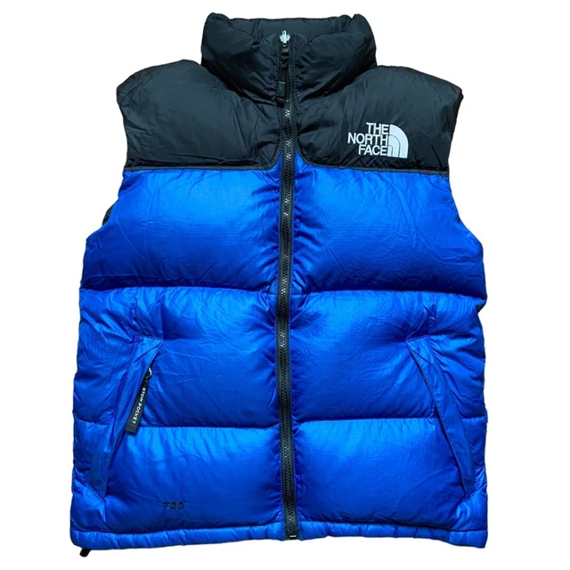 VINTAGE THE NORTH Face Nuptse 700 Down Puffer Vest Black Blue Hooded ...