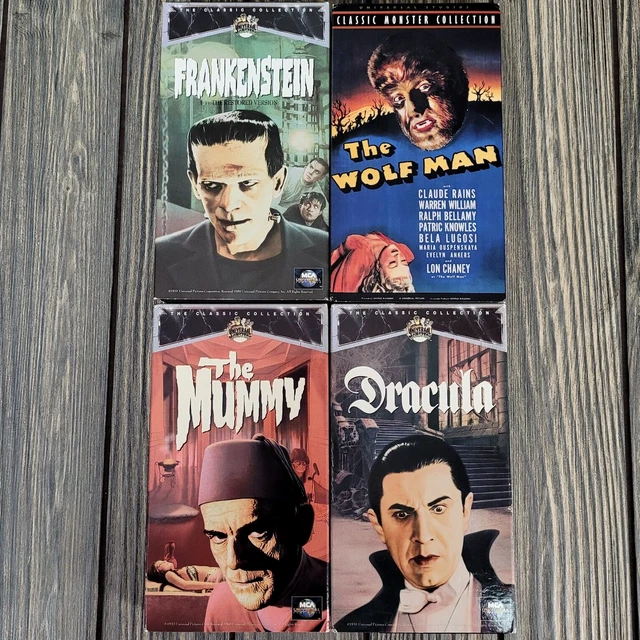 4 UNIVERSAL CLASSIC Monster Horror VHS Lot Frankenstein, Dracula, Wolf Man Mummy £21.02 ...