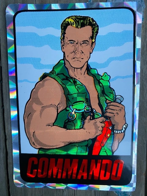 RARE ORIGINAL 80'S Arnold Schwarzenegger Commando Prism Vending Sticker ...