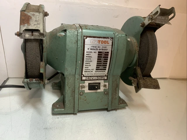 VINTAGE NU TOOL 6" Heavy Duty Professional Bench Grinder 240V 2850RPM ...