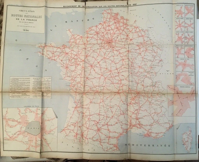 CIRCULATION NATIONALE DES Routes De La France Carte De 1884 EUR 180,00 ...
