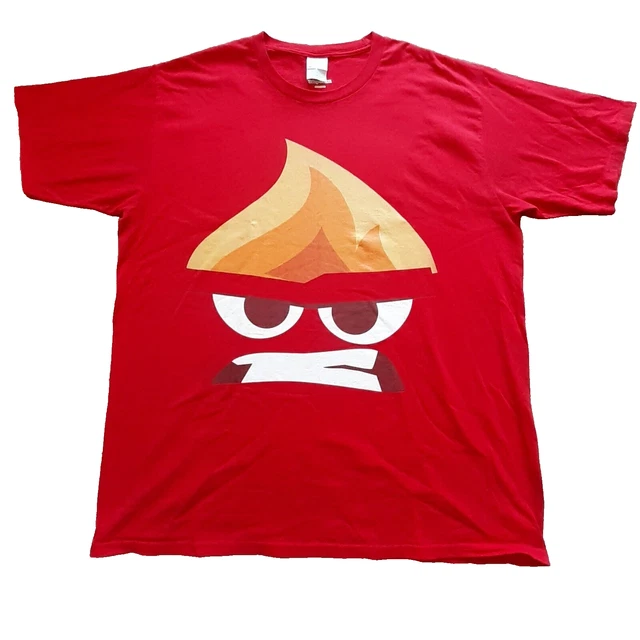 DISNEY PIXAR MEN'S XL Red Inside Out Angry Face T-Shirt - Fun & Bold £ ...