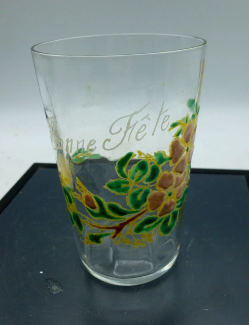 ANCIEN VERRE EMAILLE " bonne fête " EUR 25,00 - PicClick FR