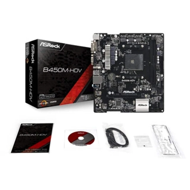 ASROCK B450M-HDV R4.0 Super Alloy AMD AM4 Socket Motherboard, Micro-ATX ...
