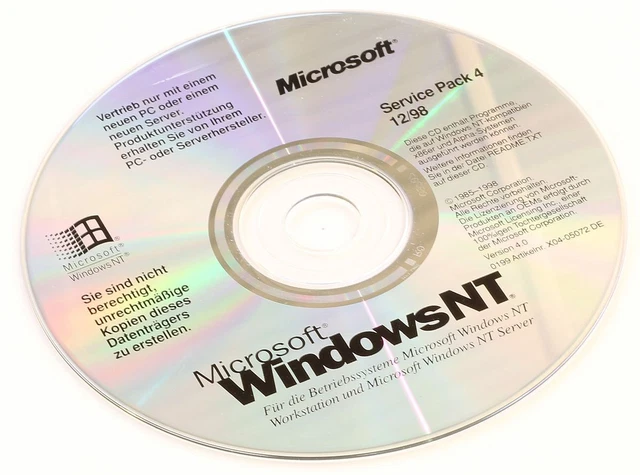 MICROSOFT WINDOWS NT 4.0 Workstation Service Pack 4 Original Cd-Rom EUR ...