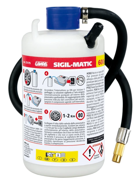 60367 SIGIL-MATIC, KIT liquido sigillante per pneumatici, 600 ml EUR 42 ...