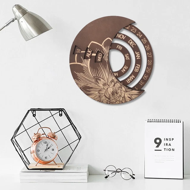 CALENDRIER MURAL EN Bois Calendrier Perpétuel Rotatif Ajustable ...