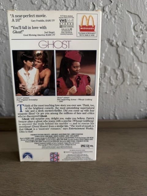 GHOST MOVIE MCDONALD’S VHS Patrick Swayze Demi Moore Whoopi Goldberg £4 ...