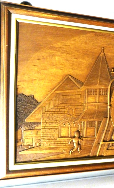 1986 SIGNED KIM Murray GEORGETOWN TRAIN STATION Wood Carving Railroad ...