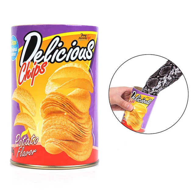 FUNNY POTATO CHIP Can Jump Spring Snake Toy April Fool Day Jokes Prank ...