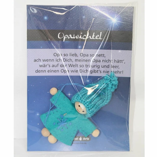 JOJO WICHTEL ARTS Opawichtel Opa Geschenk Glücksbringer Danke EUR 4,95 ...