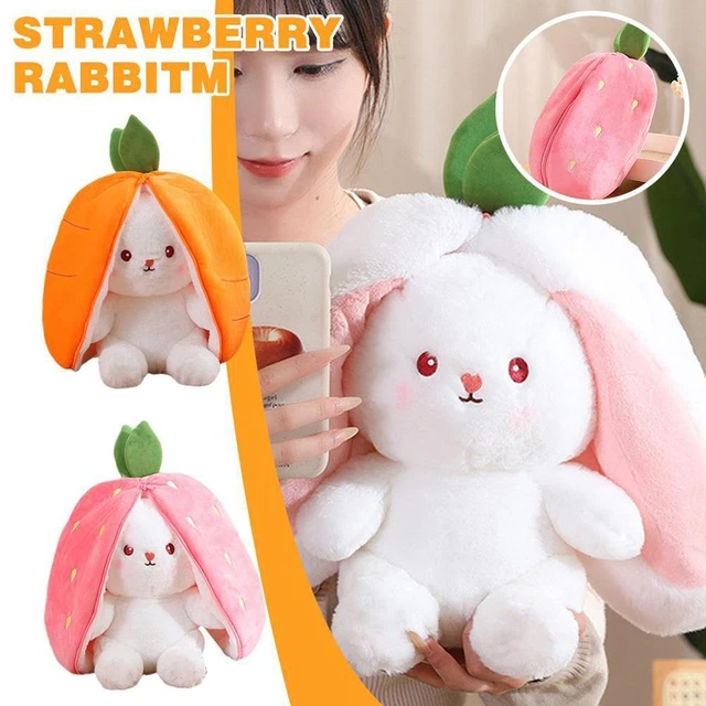 CUTE STRAWBERRY TRANSFORMED Into Rabbit Fruit Plush Rabbit Toy Carrot ...