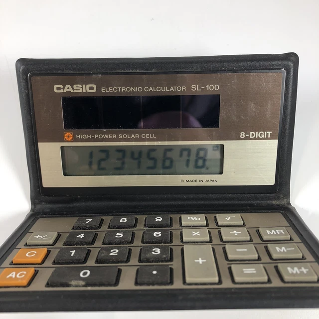CASIO VINTAGE 80’S electronic solar cell calculator SL-100w 8 digit ...