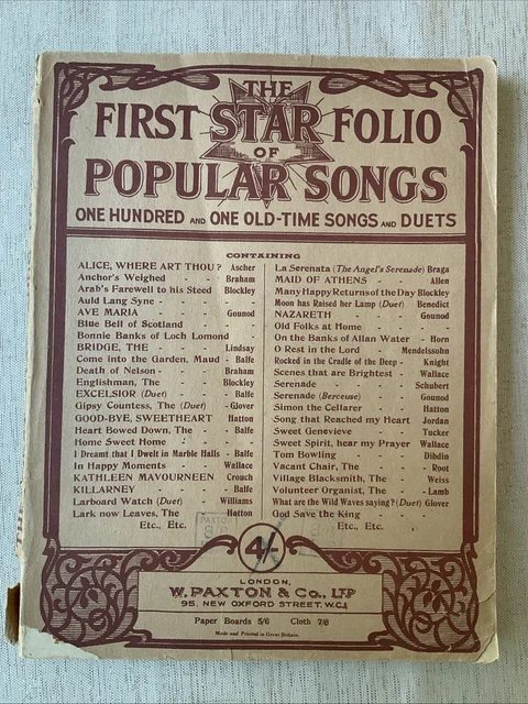ANTIQUE 1920S THE FIRST STAR FOLIO of POPULAR SONGS Sheet Music Song ...