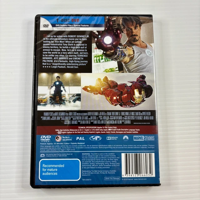 IRON MAN DVD Region 4 PAL Brand New Sealed Free Tracked Postage Marvel ...