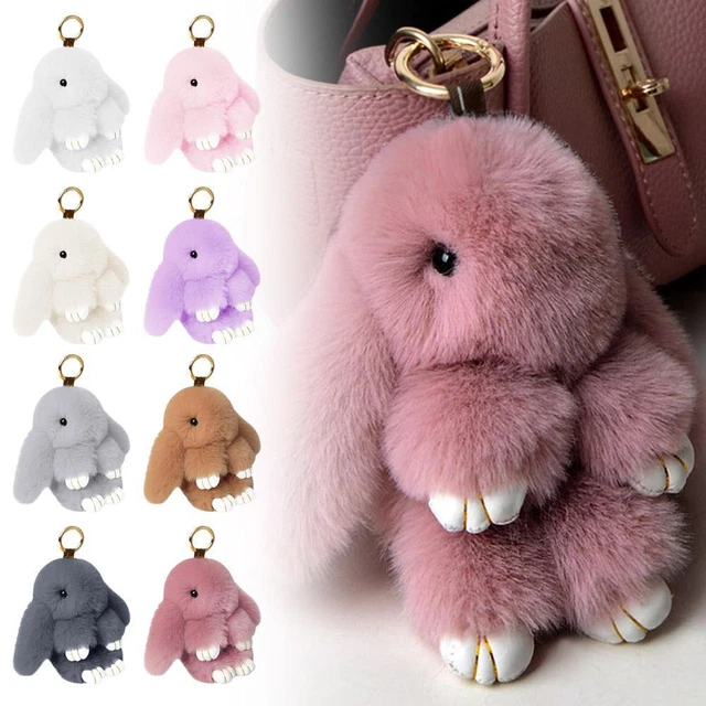 CUTE CHARM KEY Chain Bag pendant Plush Bunny Toy Rabbit Fur Doll Gifts ...