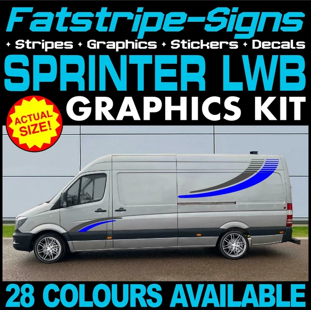 TO FIT MERCEDES SPRINTER LWB GRAPHICS STICKERS STRIPES RACE CAMPER VAN ...