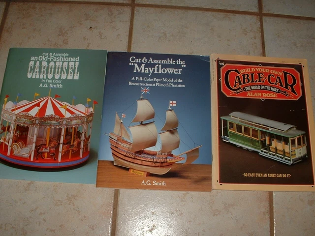 3 CUT & Assemble Paper Model Kits Carousel, Mayflower, Cable Car UNCUT ...