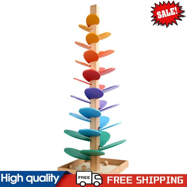 WOODEN MARBLE RUN Ball Race Track Game Interactive Toy for Children ...