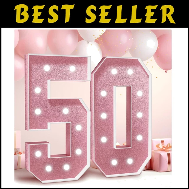 CONTEMPORARY LIGHT-UP 50 Marquee Numbers in Rose Gold – 50th ...