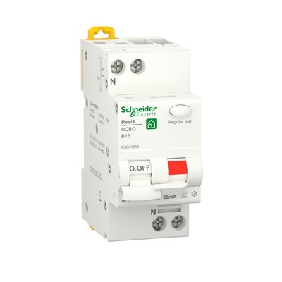 SCHNEIDER ELECTRIC R9D01616 Resi9 RCBO | 16A | SPN | 30mA | 6kA | Type ...