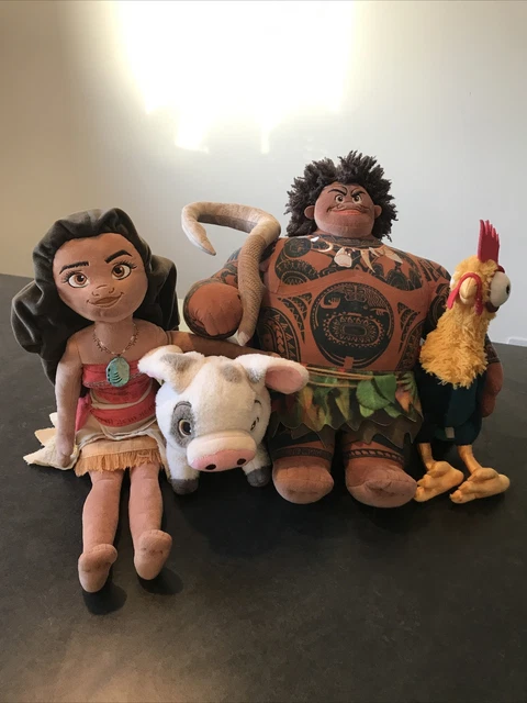 DISNEY STORE MOANA Plush Soft Toy BUNDLE - Maui, Moana, Hei Hei, Pua ...