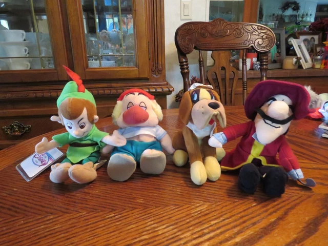 WALT DISNEY PETER Pan Lot Of 4 Mini Bean Bag Plush Toys Smee, Captain ...