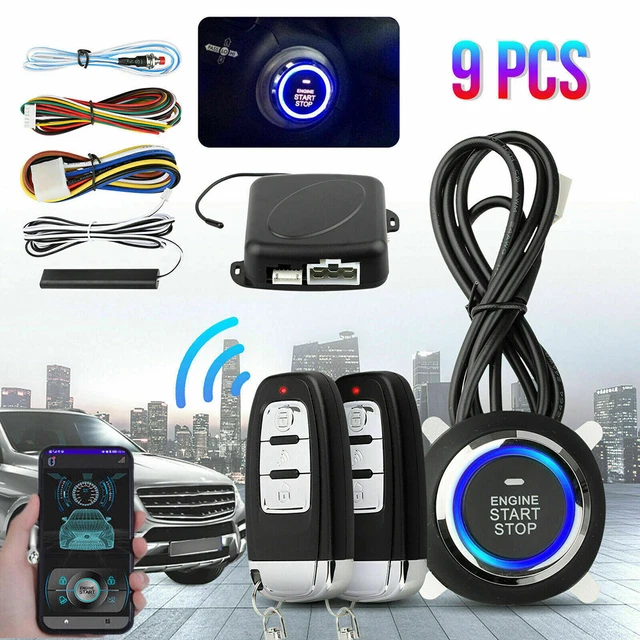 AUTO KEYLESS ENTRY Motor Start Alarm System Push Button APP Remote ...
