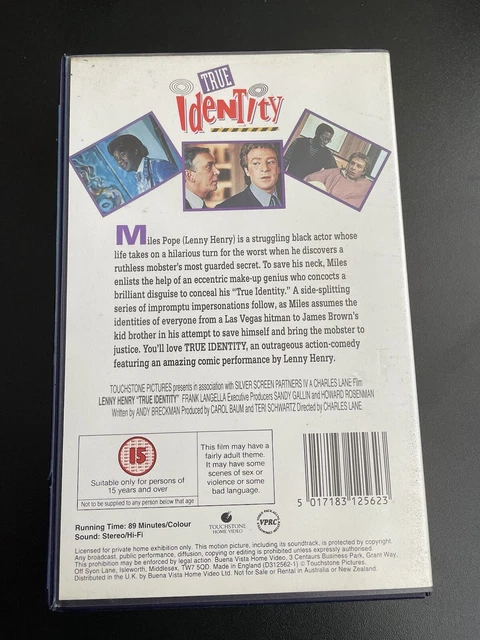 TRUE IDENTITY (VHS) 1991 Big Box Lenny Henry, Frank Langella Comedy ...