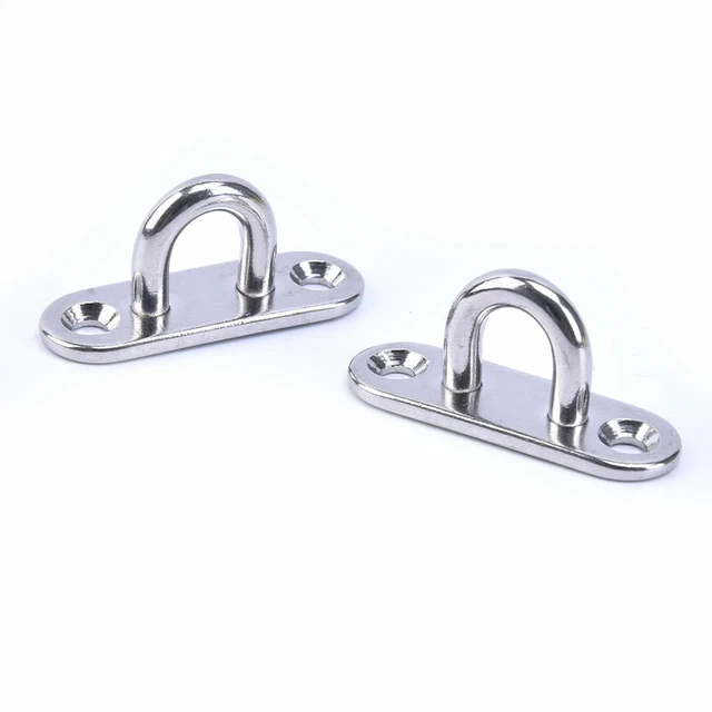 4 PCS STAINLESS Steel Oblong Pad Eye Plate Staple Ring Hook Loop U ...