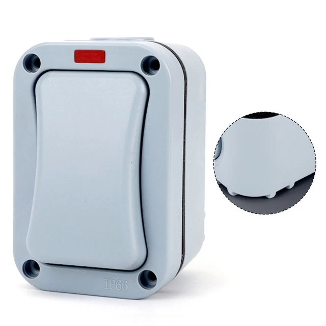 IP66 OUTDOOR LIGHT Switch 1 Gang Wall Switch with LED On Off Indicator ...
