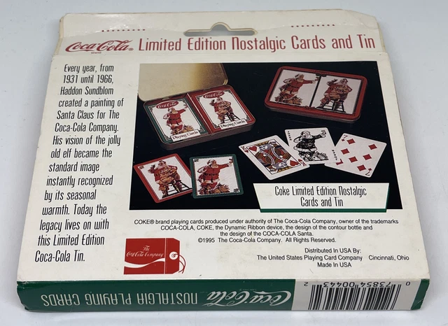 VINTAGE CHRISTMAS COCA Cola Santa Claus Collectible Tin Playing Cards ...