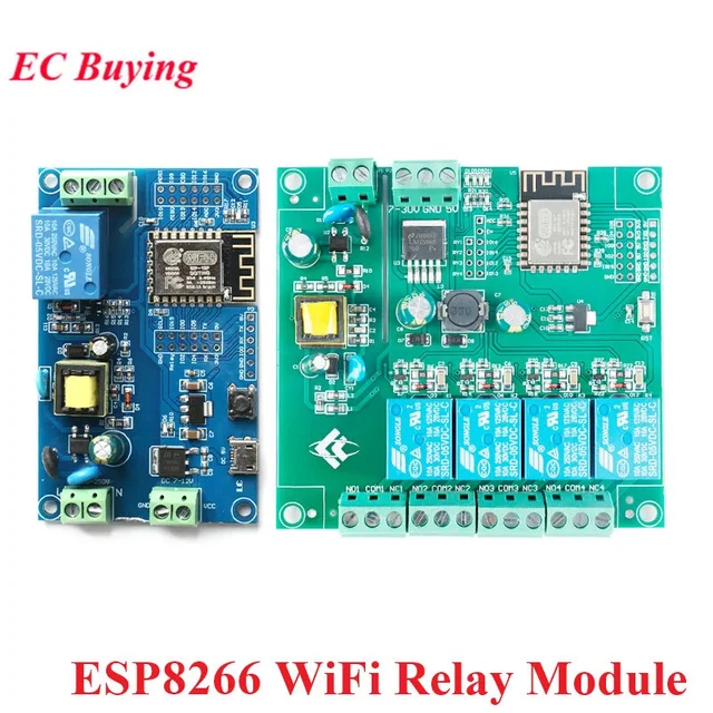 ESP8266 RELAY MODULE 1/4 Channel AC/DC Wifi Wireless for IOT ESP-12F ...