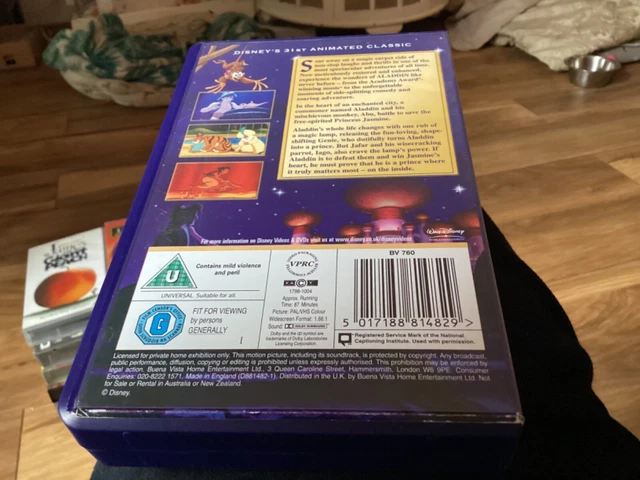 DISNEY CLASSICS : Aladdin - Cassette VHS avec étui à clapet Disney **Ex Cond** EUR 8,18 ...