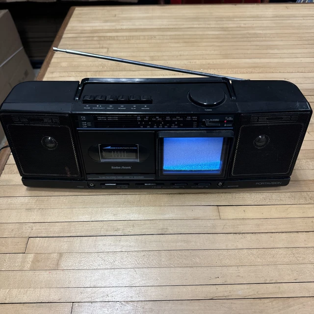 VINTAGE RADIO SHACK Portavision 16-119D TV Boombox AMFM Stereo Cassette ...