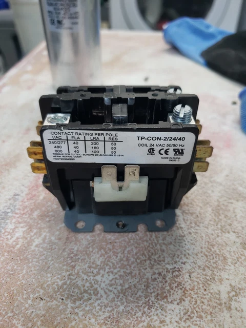 2 POLE CONTACTOR 24V Coil TP-CON-2/24/40 Central Air-Conditioner ...