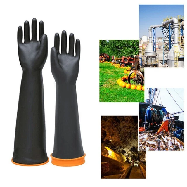 REUSABLE CHEMICAL RESISTANT Gloves Heavy Duty Latex Gauntlets for Car ...