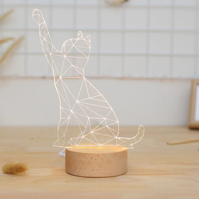 3D LED LAMP Night Light Acrylic Plastic Animal Shape Table Decoration £ ...