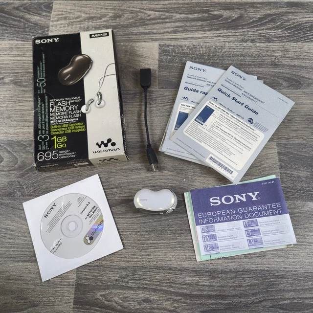SONY WALKMAN NW-E207 1GB Bean MP3 Player Ultra Rare Pearl White Boxed ...