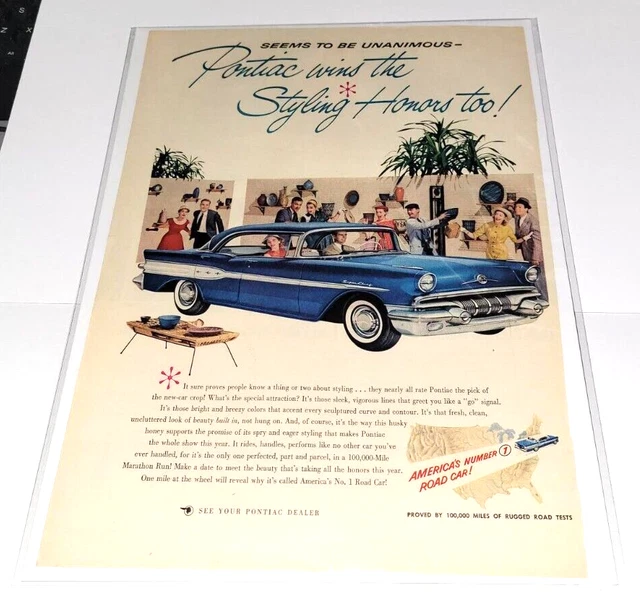 ~VINTAGE PONTIAC AMERICA'S Number 1 Road Car~Magazine Ad~Original~1957 ...