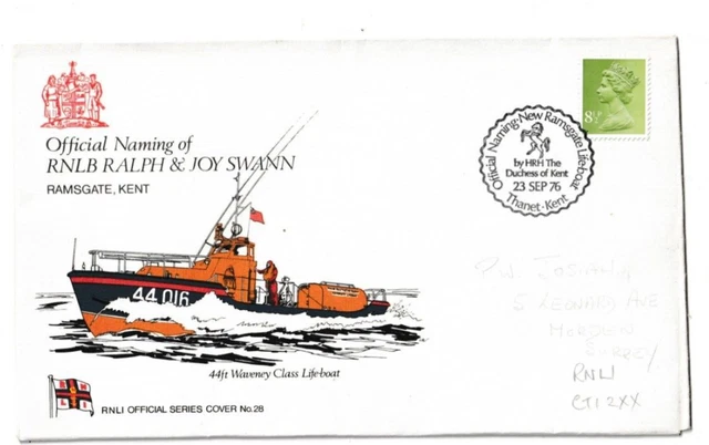 23/9/1976 UK GB Cover - RNLI - Official Naming of RNLB Ralph & Joy ...