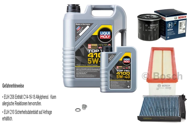 BOSCH INSPECTION SET 6L Liqui Moly Top Tec-4100 5W-40 pour Dacia Duster EUR 116,70 - PicClick FR