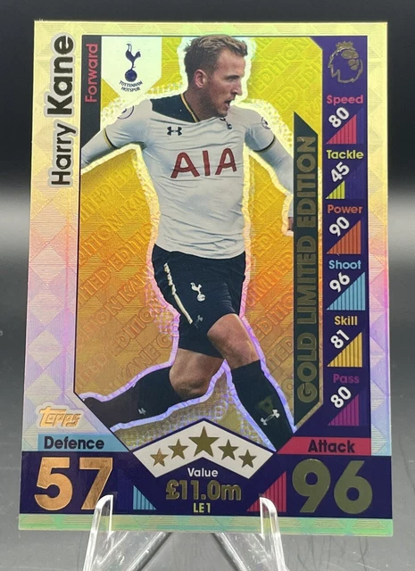 GOLD LIMITED EDITION Harry Kane Match Attax 2016-2017 Tottenham Spurs ...