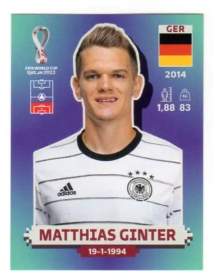 STICKER PANINI FIFA World Cup QATAR 2022 #GER 5 Matthias GINTER Germany ... STICKER PANINI FIFA World Cup QATAR 2022 #GER 5 Matthias GINTER Germany ...